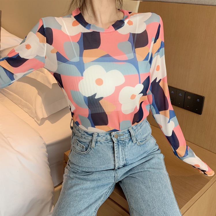 Jual RSB BJ378 Transparent Long Sleeve Anti UV Motif Bunga Blouse ...