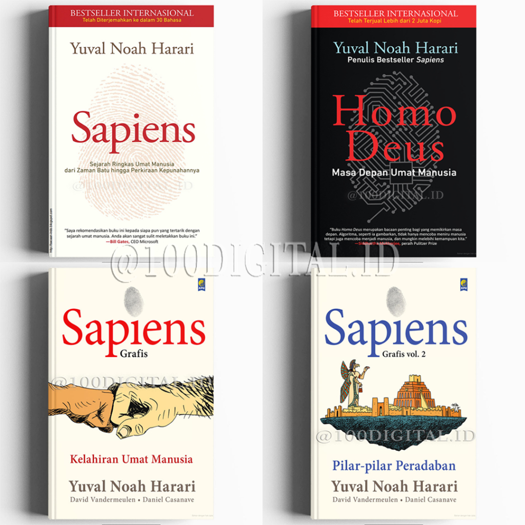 Jual Buku Sapiens, Sapiens Grafis vol 1 dan 2, Homo Deus, 21 Lessons ...
