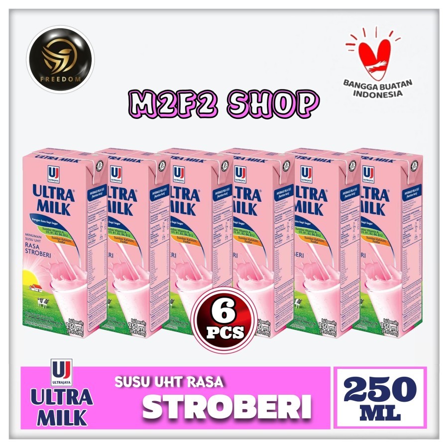 Jual Susu Ultra Milk Rasa Stroberi Kotak UHT | Strawberry - 250 ml ...