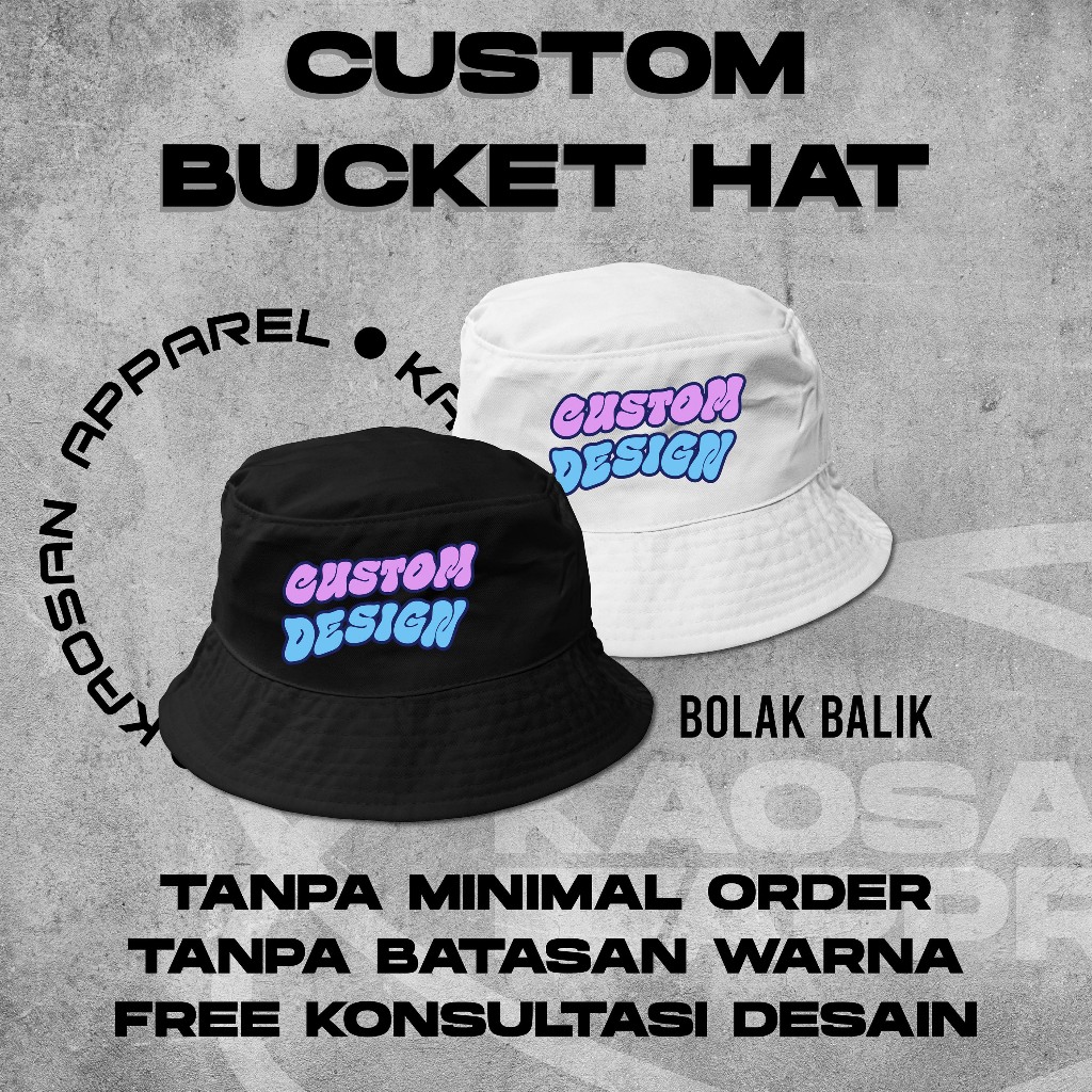 Jual Custom Bucket Hat - Topi Bucket Custom | Shopee Indonesia