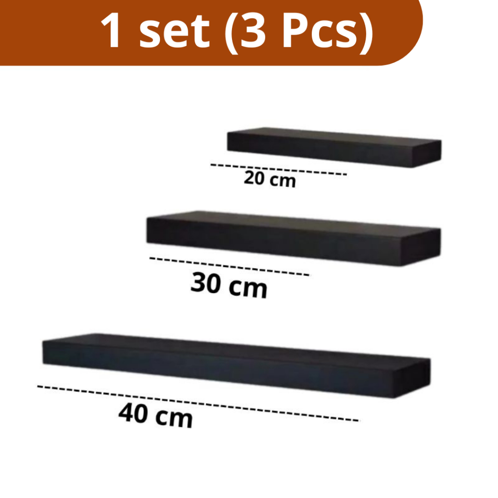 Jual Rak Ambalan Dinding Kayu Minimalis Tempel Tembok 1 Set 3 Pcs ...