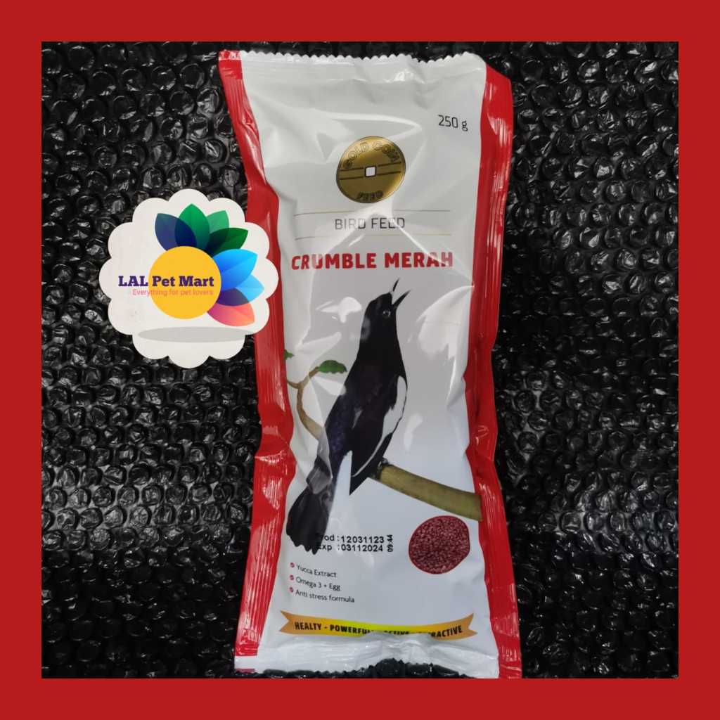 Jual GOLD COIN KACER CRUMBLE MERAH 250 GRAM VOER PAKAN BURUNG KACER ...