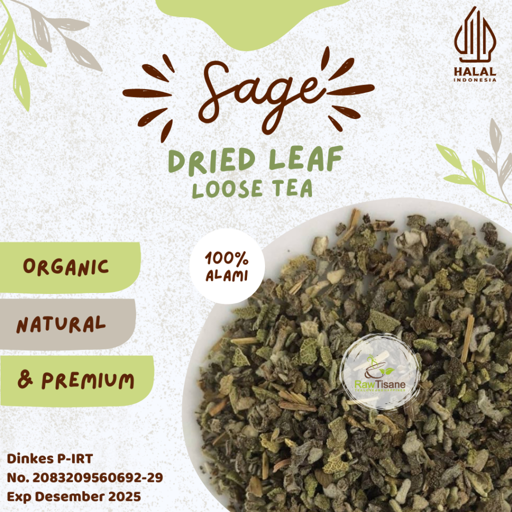 Jual RAW TISANE Sage Leaf Loose Tea / Teh Daun Sage Isi 100 Gram ...