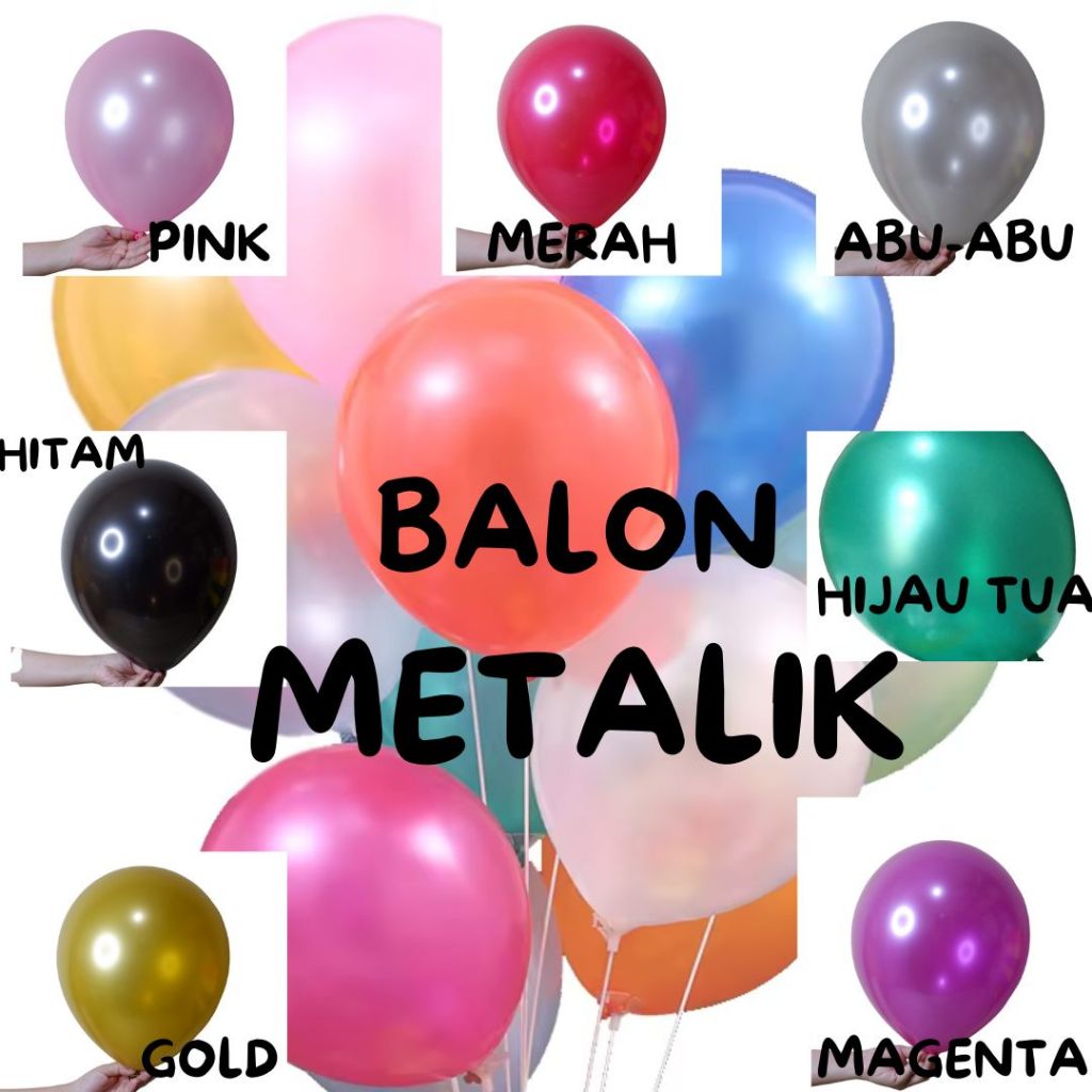 Jual balon latex metalik per pack isi 100pcs/ Balon latex metalik ...