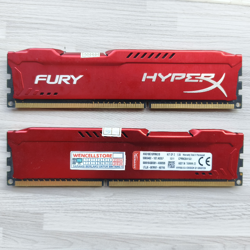 Jual RAM GAMING KINGSTON 8GB KIT 2X4GB PC3-14900 DDR3 HYPER FURY MERAH ...