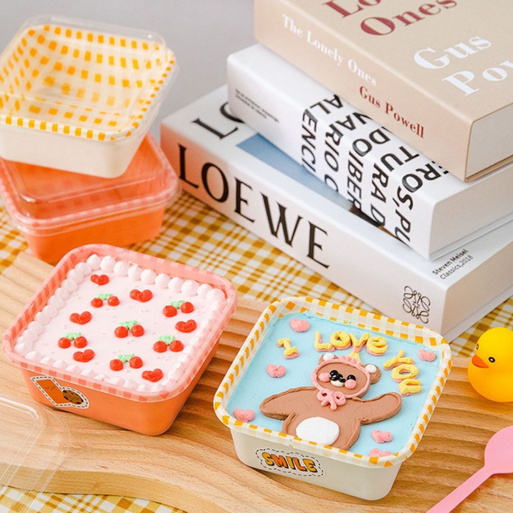 Jual 10pcs Korean Dessert Box Cake Dus Kue Mika Transparan Bento Cake ...