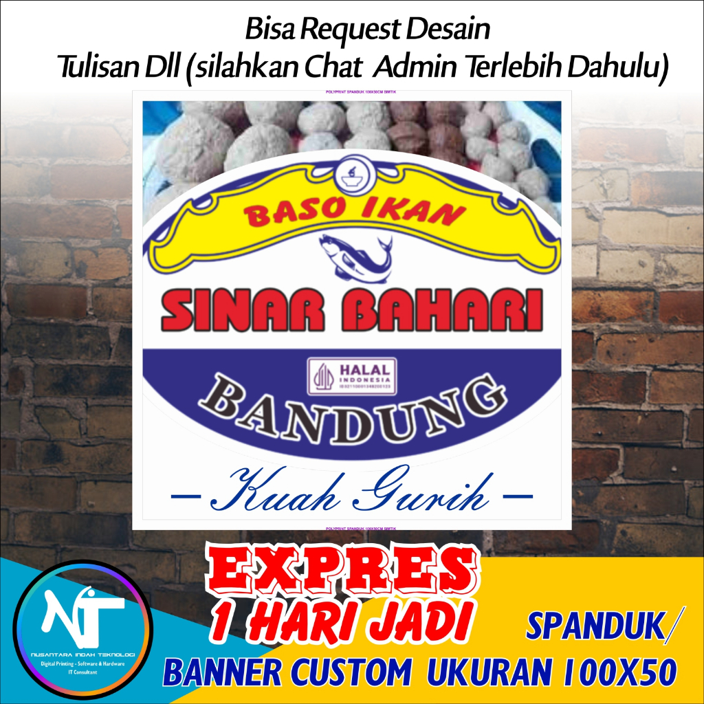 Jual Spanduk/Banner baso Ikan sinar Bahari Ukuran 100x50 | Shopee Indonesia