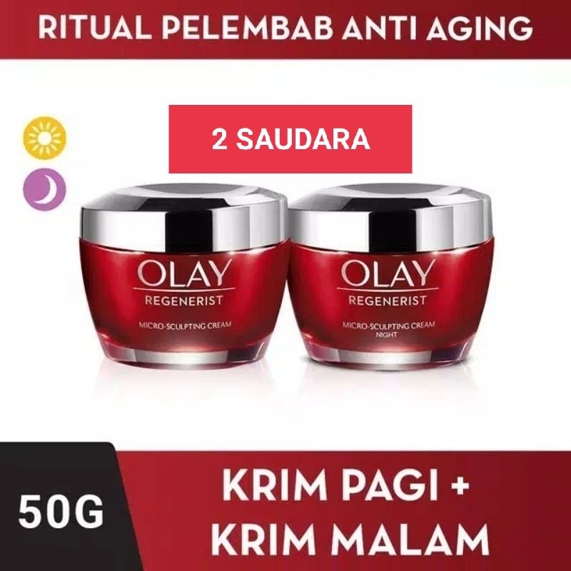 Jual OLAY REGENERIST MICRO SCULPTING DAY CREAM & NIGHT CREAM 50 GR EXP ...