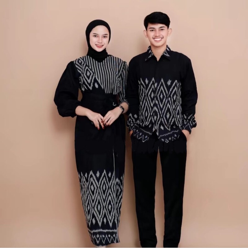 Jual Set couple tenun baju tenun pria dewasa dress marline black syira ...