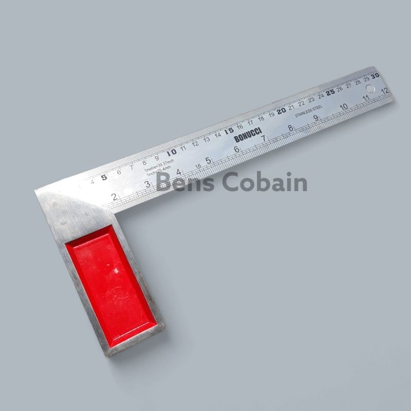 Jual Penggaris Siku Meteran 12 inch Tebal Alat Ukur Dimensi Penggaris ...