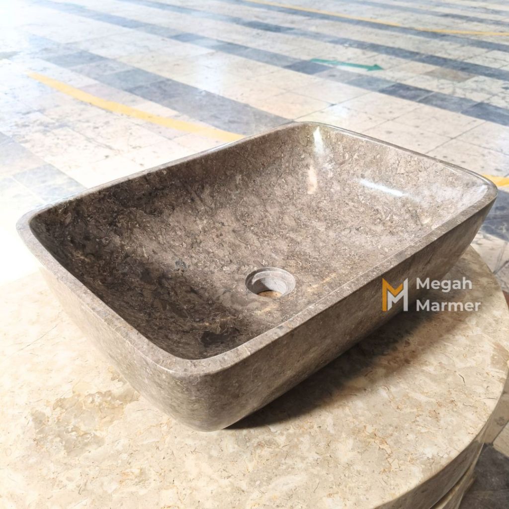 Jual Megah Marmer | Wastafel Marmer Grey Bentuk Kotak Ukuran 50x35x15cm ...
