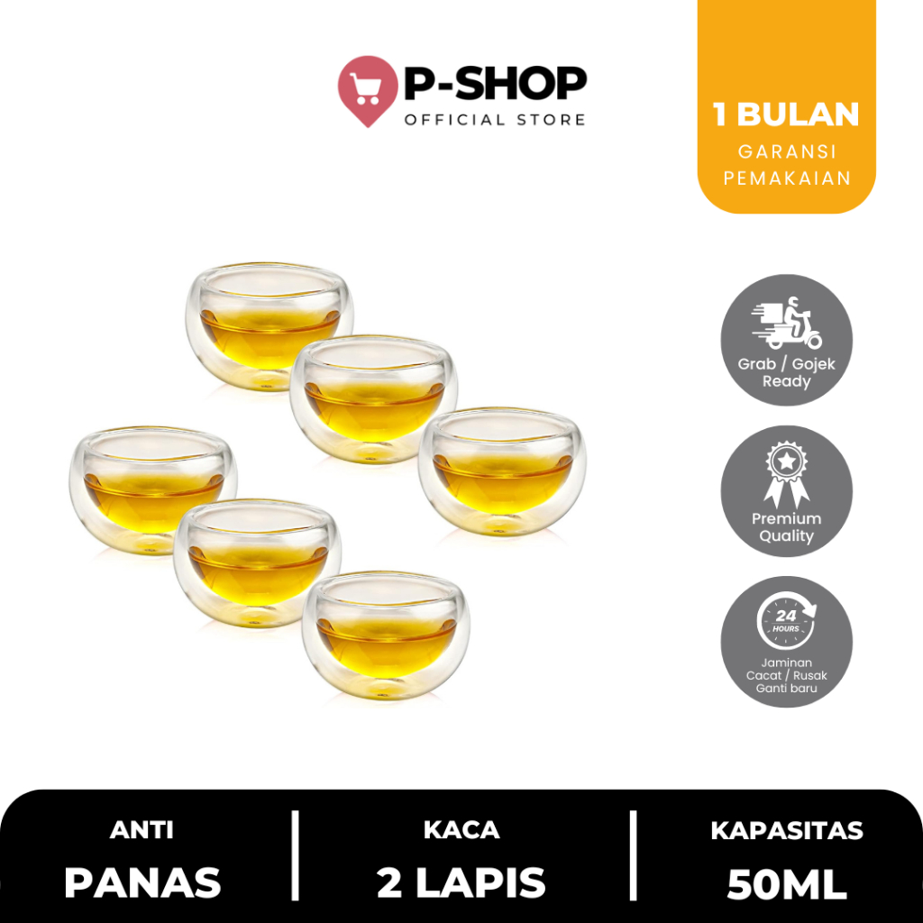 Jual MINI DOUBLE WALL GLASS SHOT 50ML 1PCS | GELAS KACA TEH KOPI ESPRESSO COFFEE | Shopee Indonesia