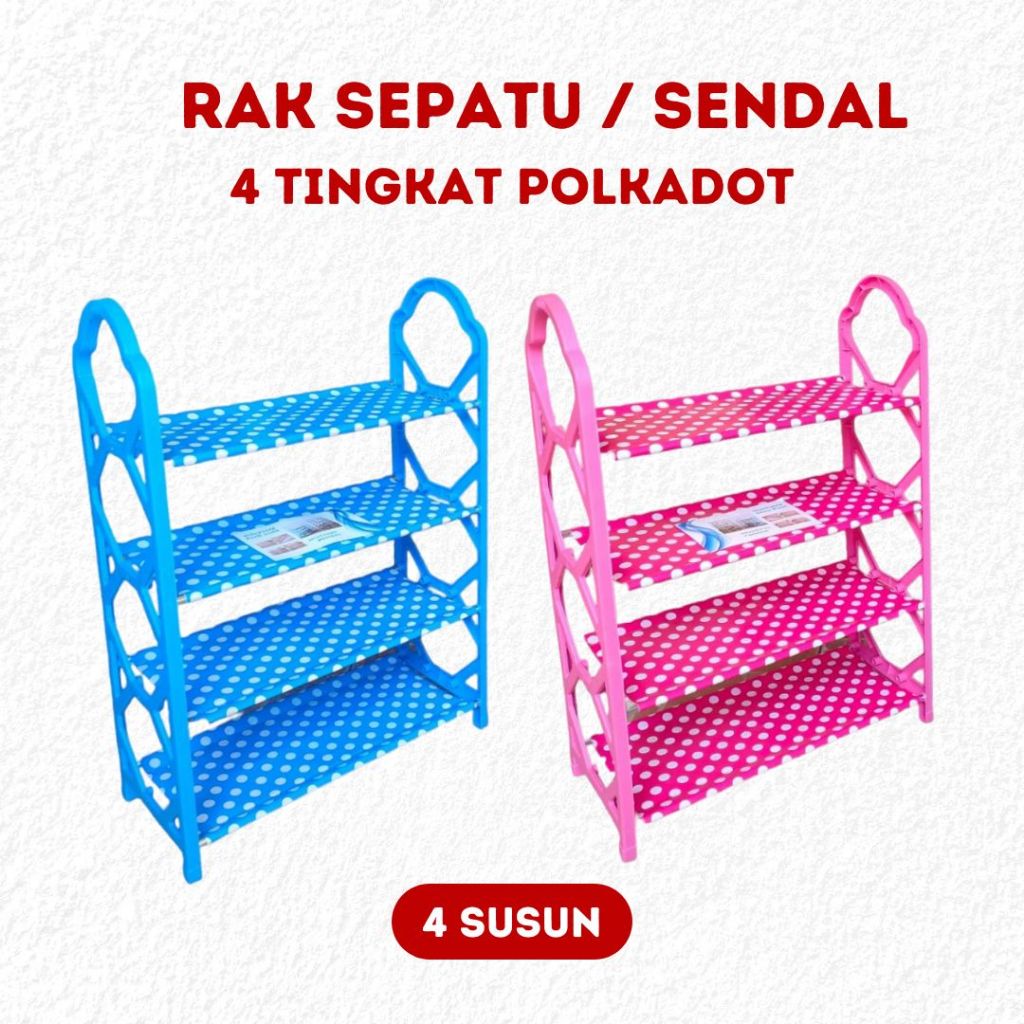 Jual Rak Sepatu Sendal 4 Susun Tingkat Stainless Bisa Dirakit Motif ...