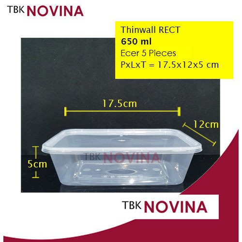 Jual [5 Pieces] Thinwall KOTAK food container box tempat makan plastik ...