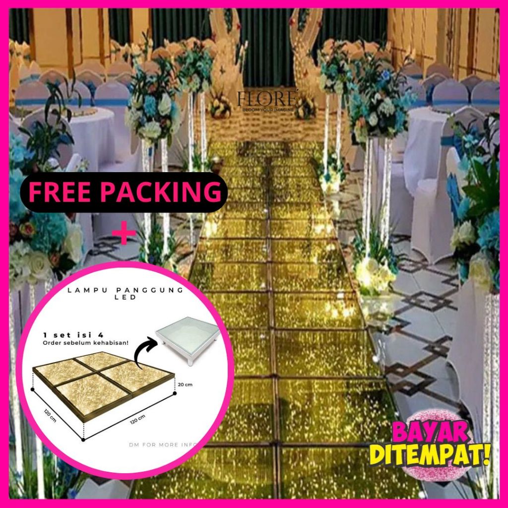 Jual 1 Set Lampu Kaca Panggung Akrilik Lantai Kaca Tempered Glass LED ...