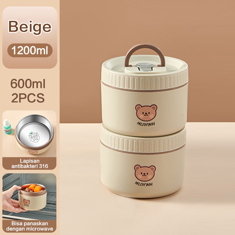 Jual Megam Kotak Makan Portable Tahan Panas Anak Container Sealed Round ...