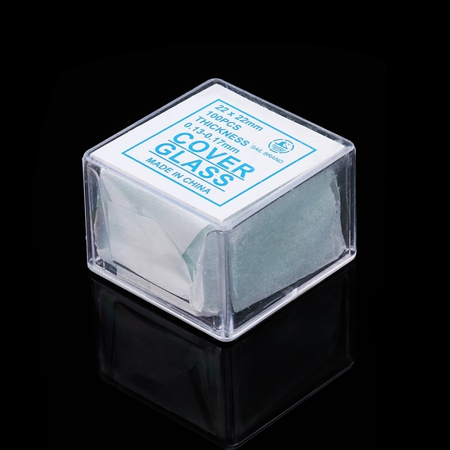 Jual Cover Glass Microscope Glass Kaca Penutup Preparat Mikroskop 22x22 ...
