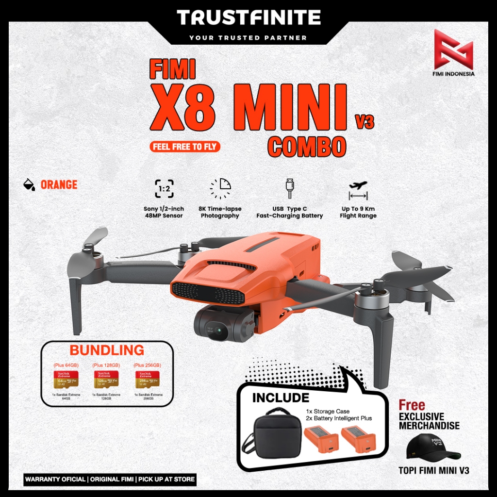 Jual FIMI X8 MINI 3 / FIMI Mini 3 / Fimi X8 Mini V3 Drone GPS 9KM 4K 3-Axis Gimbal 37 Min Flight ...