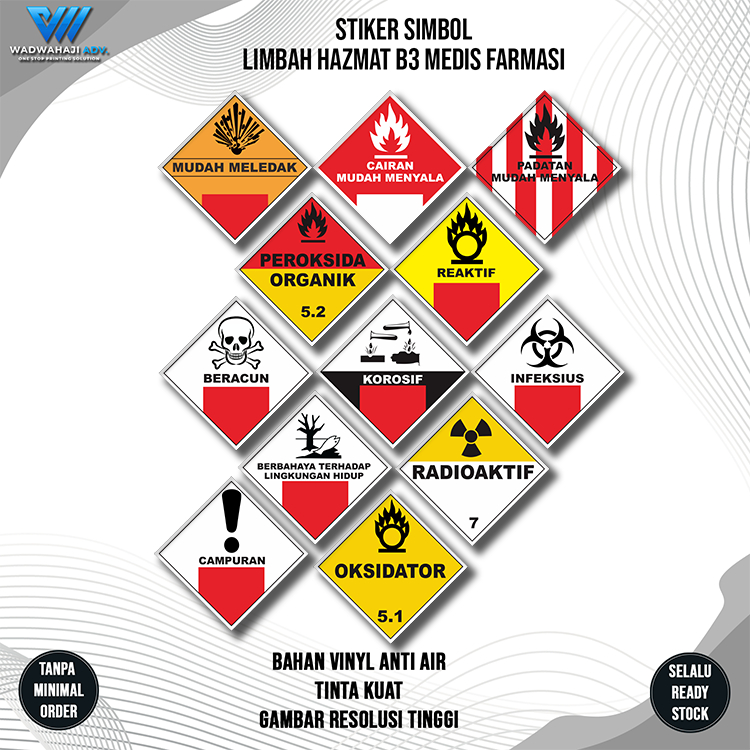 Jual Stiker label Limbah B3 K3 Hazmat | Sticker Limbah Farmasi bahan ...