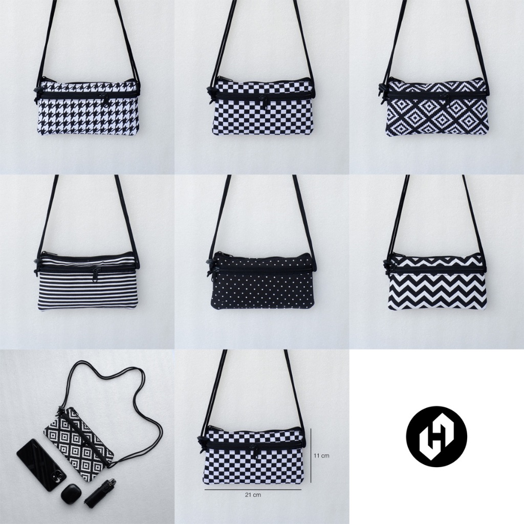 Jual HAS Tas Handphone Sling Bag Monochrome 21x11cm | Shopee Indonesia