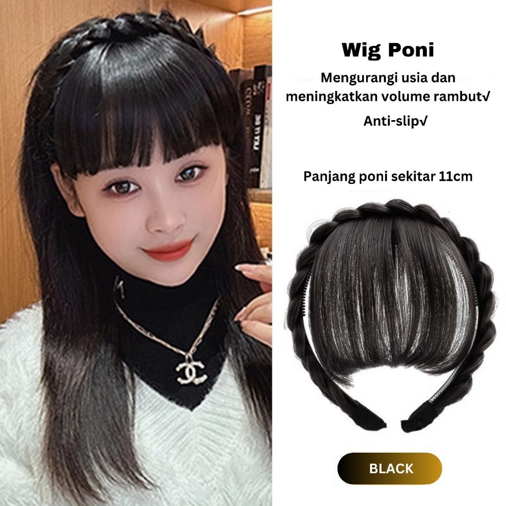 Jual Wig Poni Rambut Palsu Model Tulang Ikan / Bando Kepang berponi ...