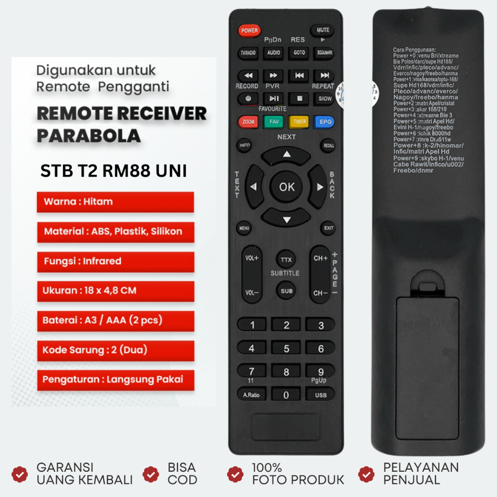 Jual REMOTE STB UNIVERSAL JUNDA RM 88TB ( MATRIX TANAKA XTREAMER ...