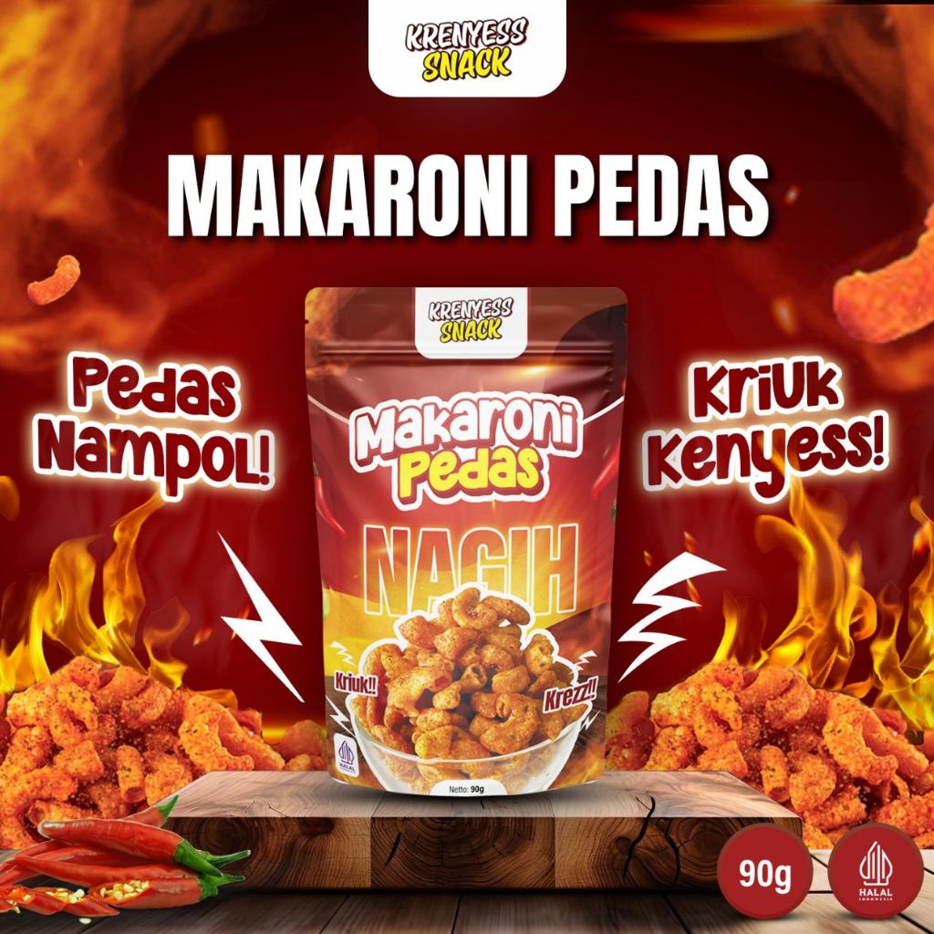 Jual Makaroni Renyah Pedas Nagih Makanan Ringan by Krenyess Snack ...