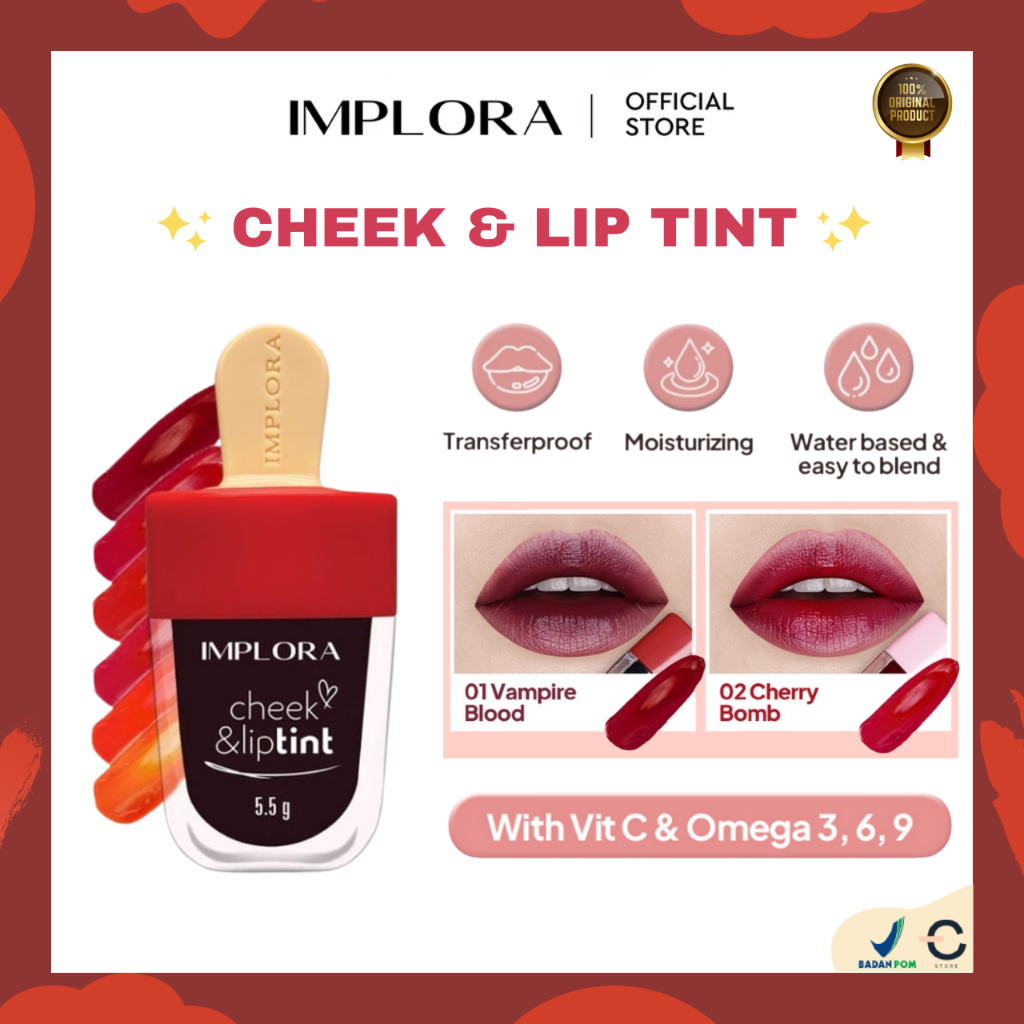 Jual [ORI BPOM] IMPLORA Cheek and Lip tint 6 varian warna | IMPLORA Glossy Plumpy Jelly Tint ...