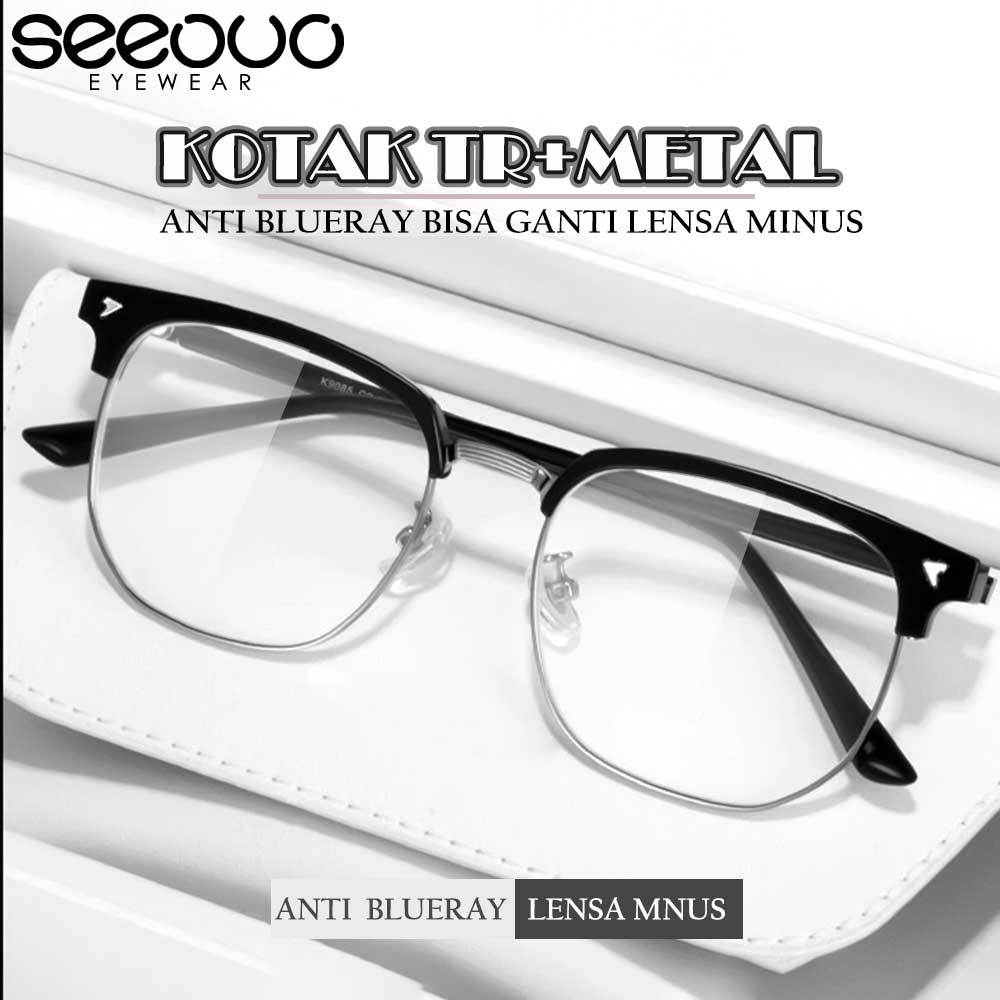 Jual Seeouo Kacamata Antiradiasi Blueray Model Kotak Metal+TR90 Frame Fashion Trendy Pria Wanita ...