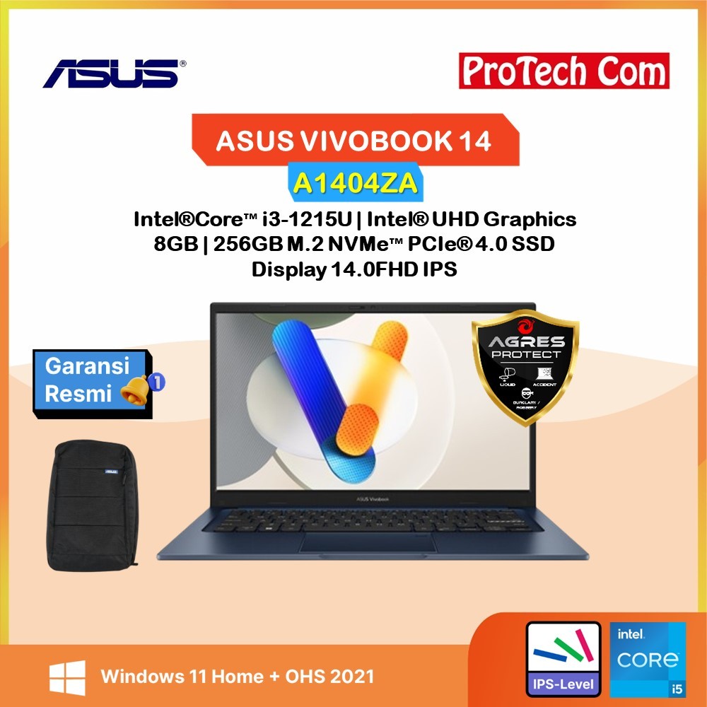Jual ASUS VIVOBOOK 14 A1404ZA I3 1215 RAM 8GB SSD 256GB W11+OHS 14.0FHD ...