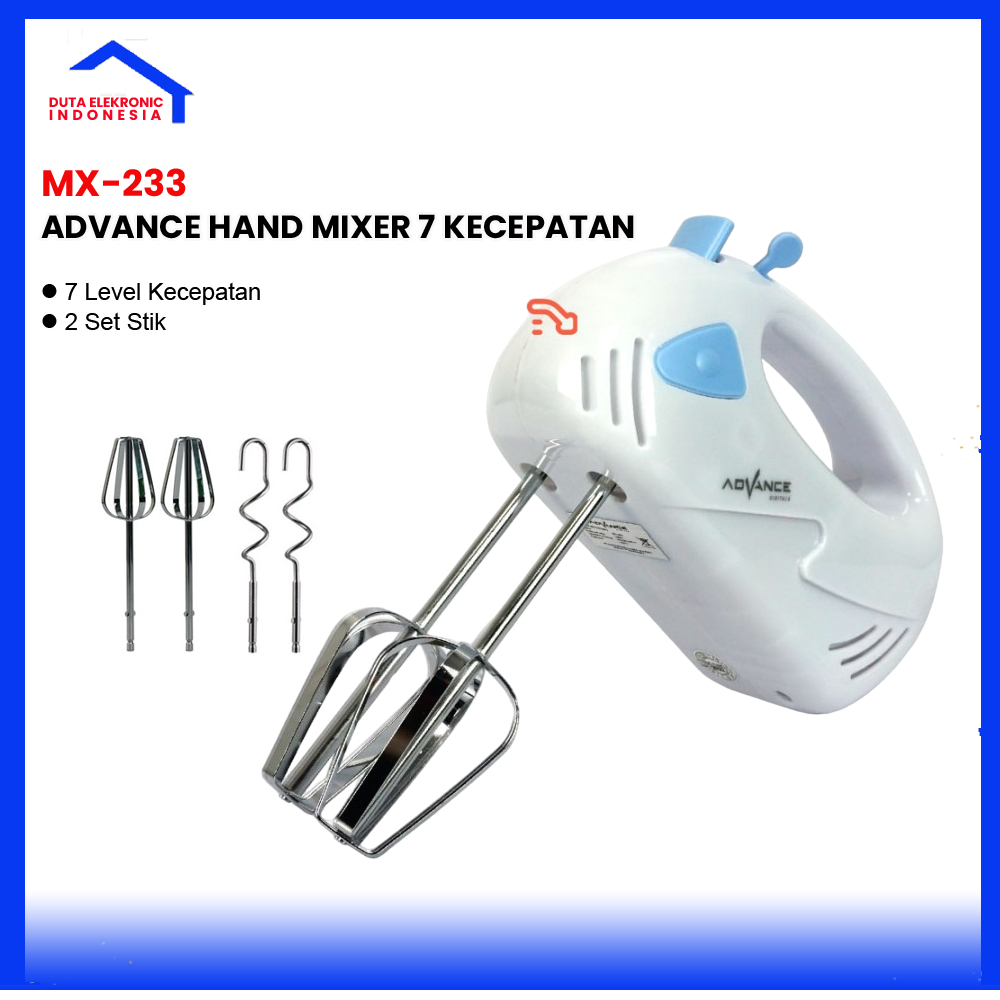 Jual Advance Hand Mixer MX-233 Mixer Tangan Dengan 7 Kecepatan | Shopee ...