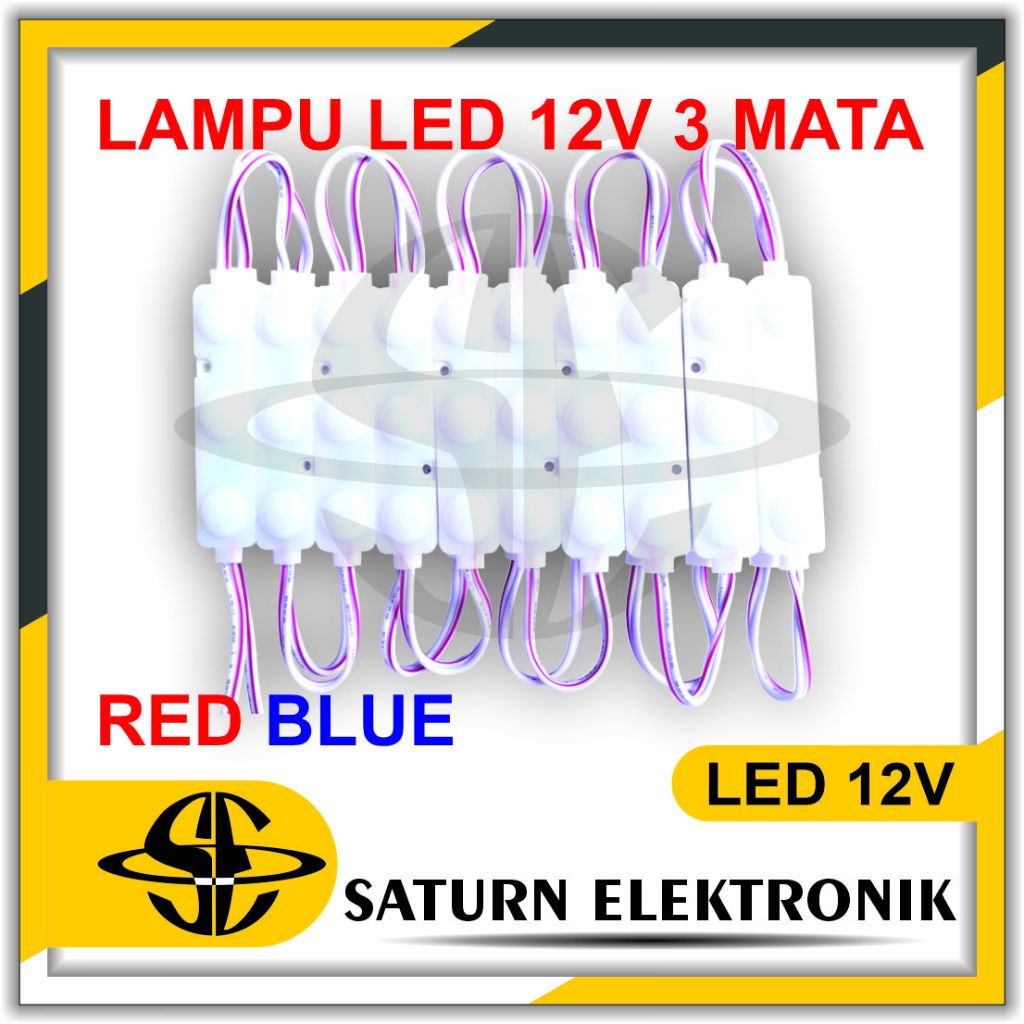 Jual LED 3 Mata RB Red Blue Injection Module 12V | Shopee Indonesia