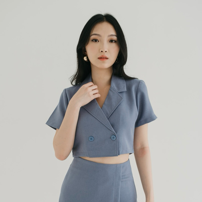 Jual Alyssa Top -- Ocha Wear Atasan Kemeja Wanita | Crop Top Tweed ...