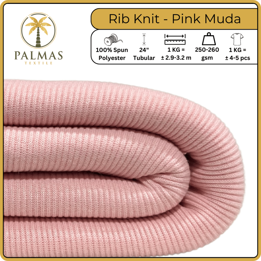 Jual Kain Rib Knit - Pink Muda (Bahan Kaos) | Shopee Indonesia