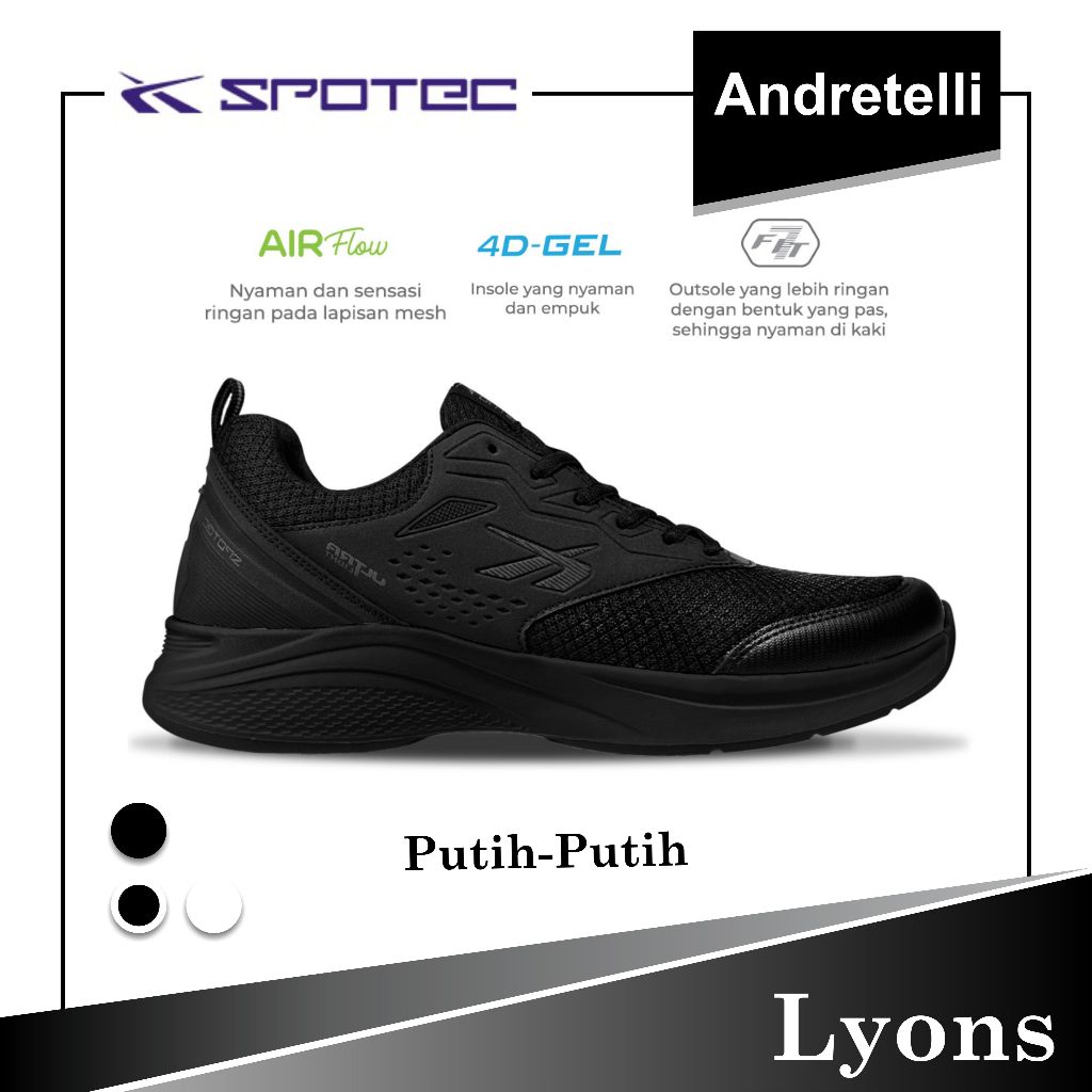 Jual SPOTEC LYONS Sepatu Sekolah HITAM / HITAM | Shopee Indonesia