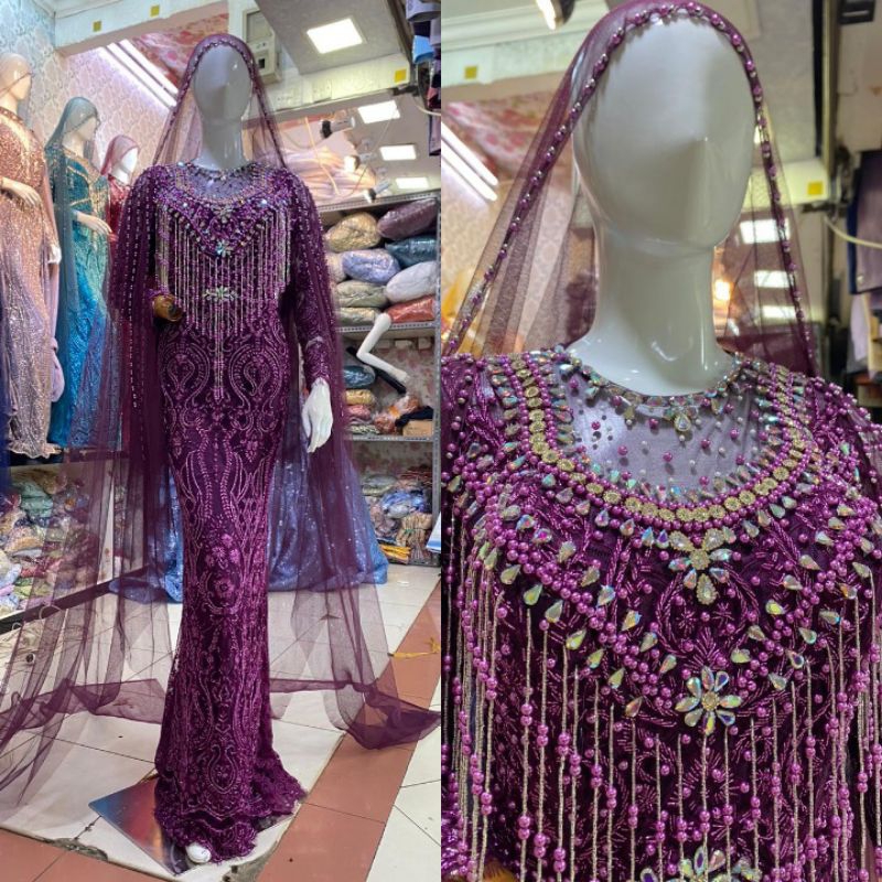 Jual gaun pengantin slim full payet / slim dress santili full payet ...