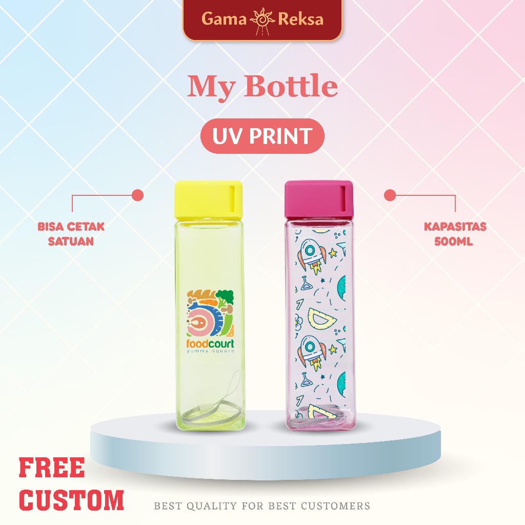 Jual Custom Botol Minum Custom My Bottle 500ml Cetak Uv Print Botol Air Minum Plastik / Bpa Free ...
