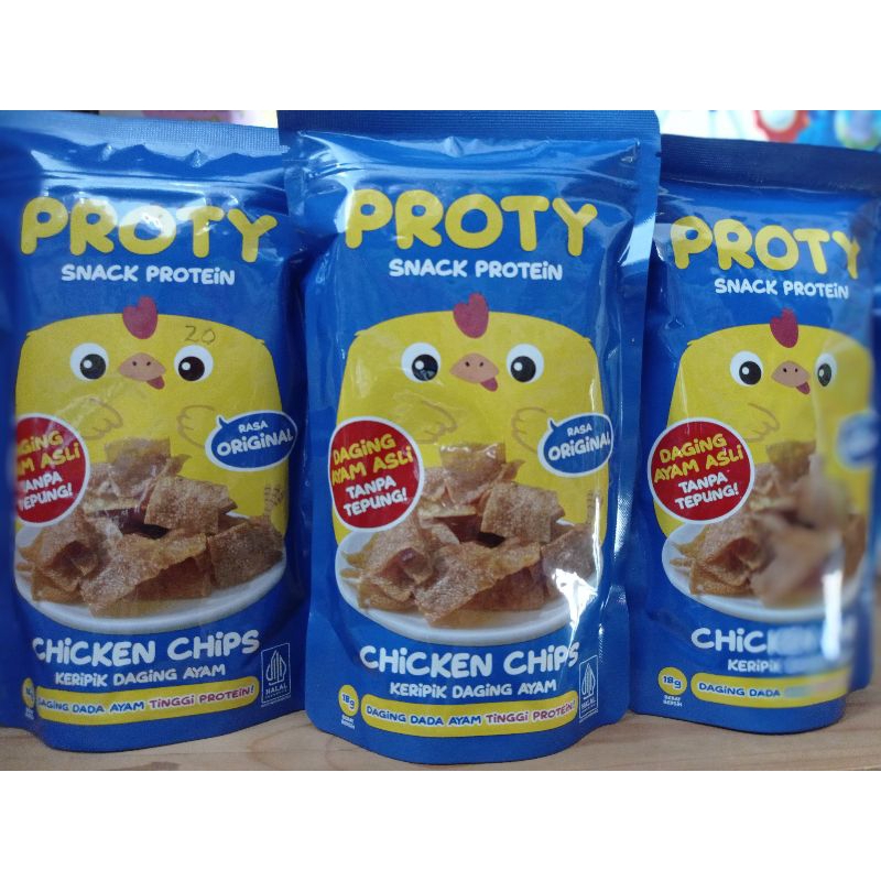 Jual cemilan kripik proty snack protein rasa daging ayam 18g | Shopee ...