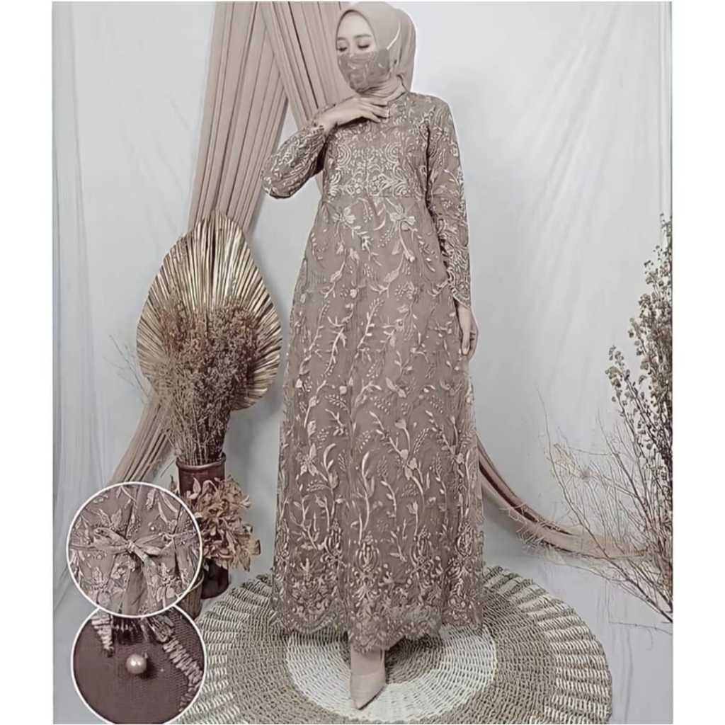 Jual GAMIS BUSUI NAMIRA/TILE FULL BRUKAT MUTIARA/SIZE S M/L/XL/XXL/3L/DRESS KONDANGAN/GAMIS ...
