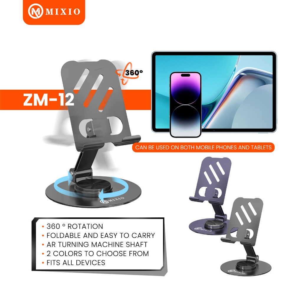 Jual MIXIO ZM-12 Stand Holder Phone 360 ° Rotasi Universal Holder Hp di ...