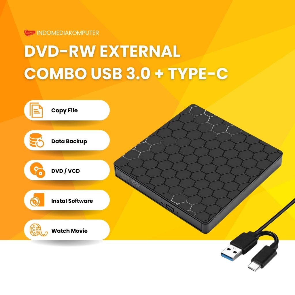 Jual DVD-RW EXTERNAL COMBO USB 3.0 + TYPE-C External DVD-RW USB 3.0 ...