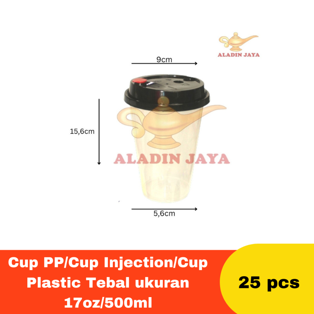 Jual Cup PP/Cup Injection/Cup Plastic Tebal ukuran 17oz/500ml (isi ...