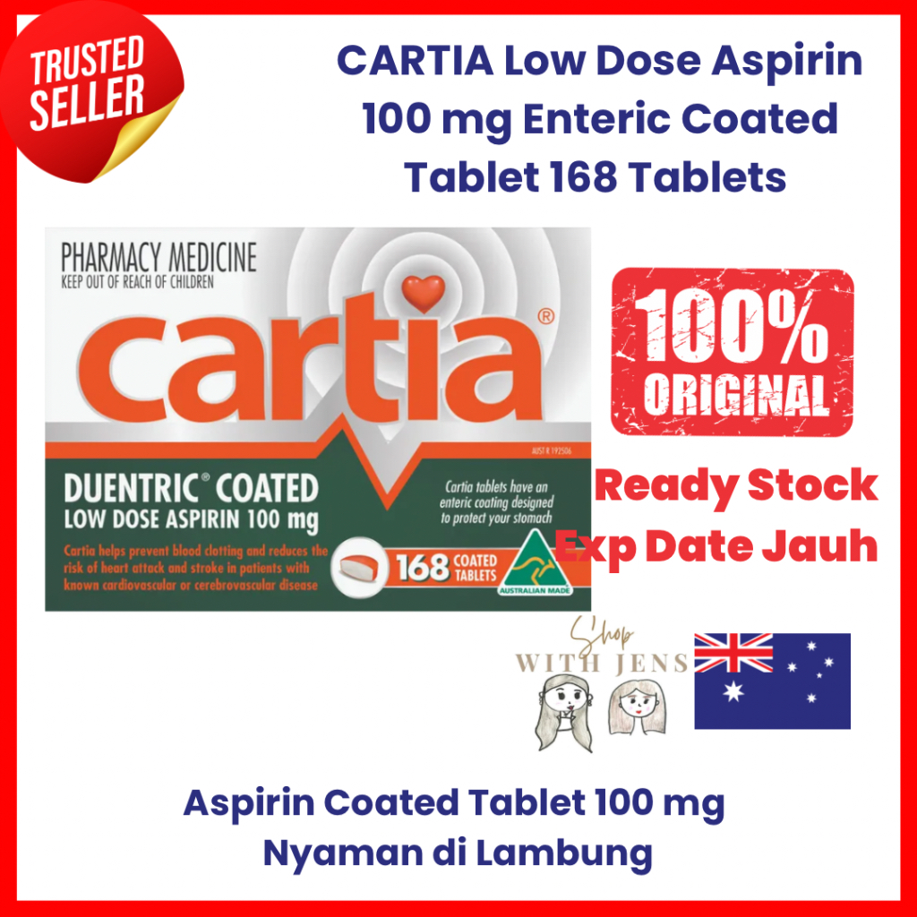 Jual Cartia Low Dose Aspirin 100 mg Enteric Coated Tablet 168 Tablets ...