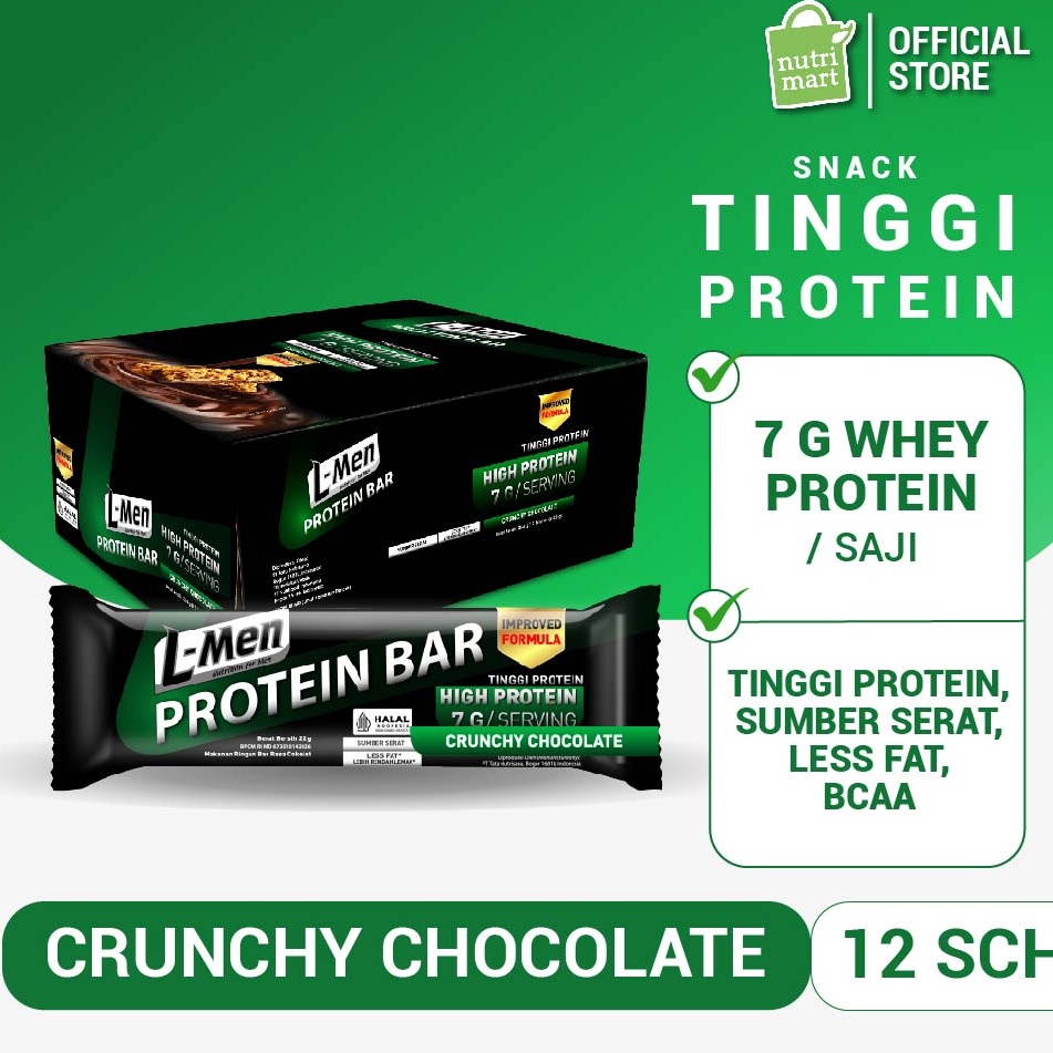 Jual Harga Bagus LMen Protein Bar Crunchy Chocolate 12 sachet Camilan ...