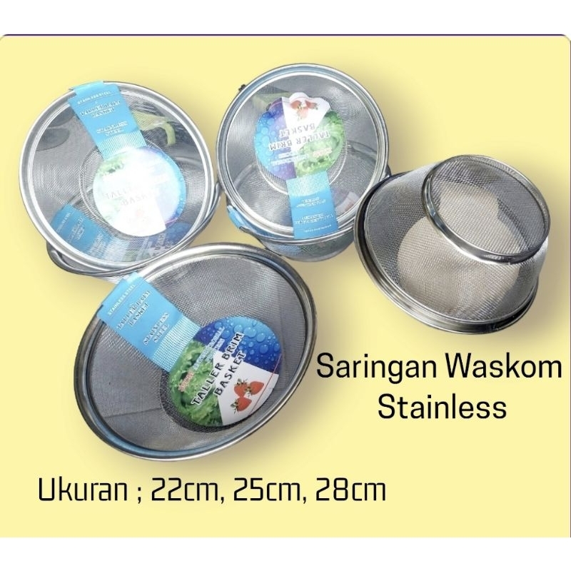 Jual SARINGAN WASKOM 22CM, 25CM, 28CM STAINLESS STEEL (1PCS) | Shopee ...