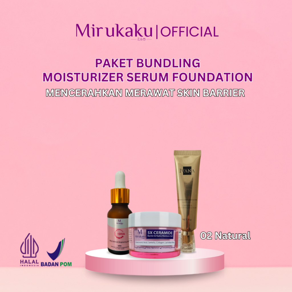 Jual Mirukaku Paket Bundling Serum Moisturizer Foundation Natural ...