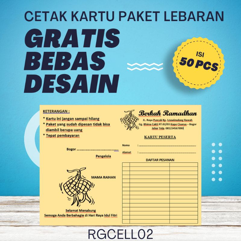 Jual CETAK KARTU PAKET LEBARAN ISI 50 LEMBAR DESAIN SENDIRI BOLEH ...