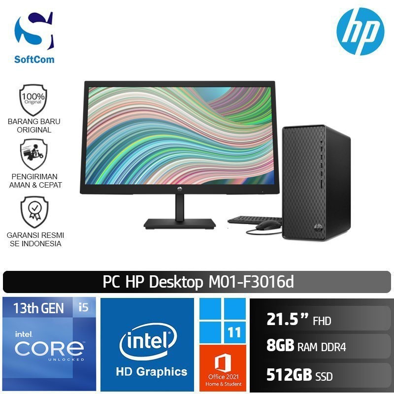 Jual HP PC Desktop M01-F3016d i5 13400/8GB/512GB SSD/21.5" FHD/W11+OHS | Shopee Indonesia