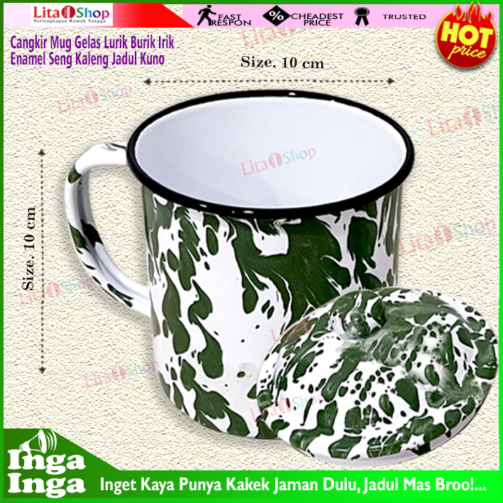 Jual Cangkir Mug Gelas Lurik Burik Blirik Enamel Seng Kaleng Jadul Kuno ...