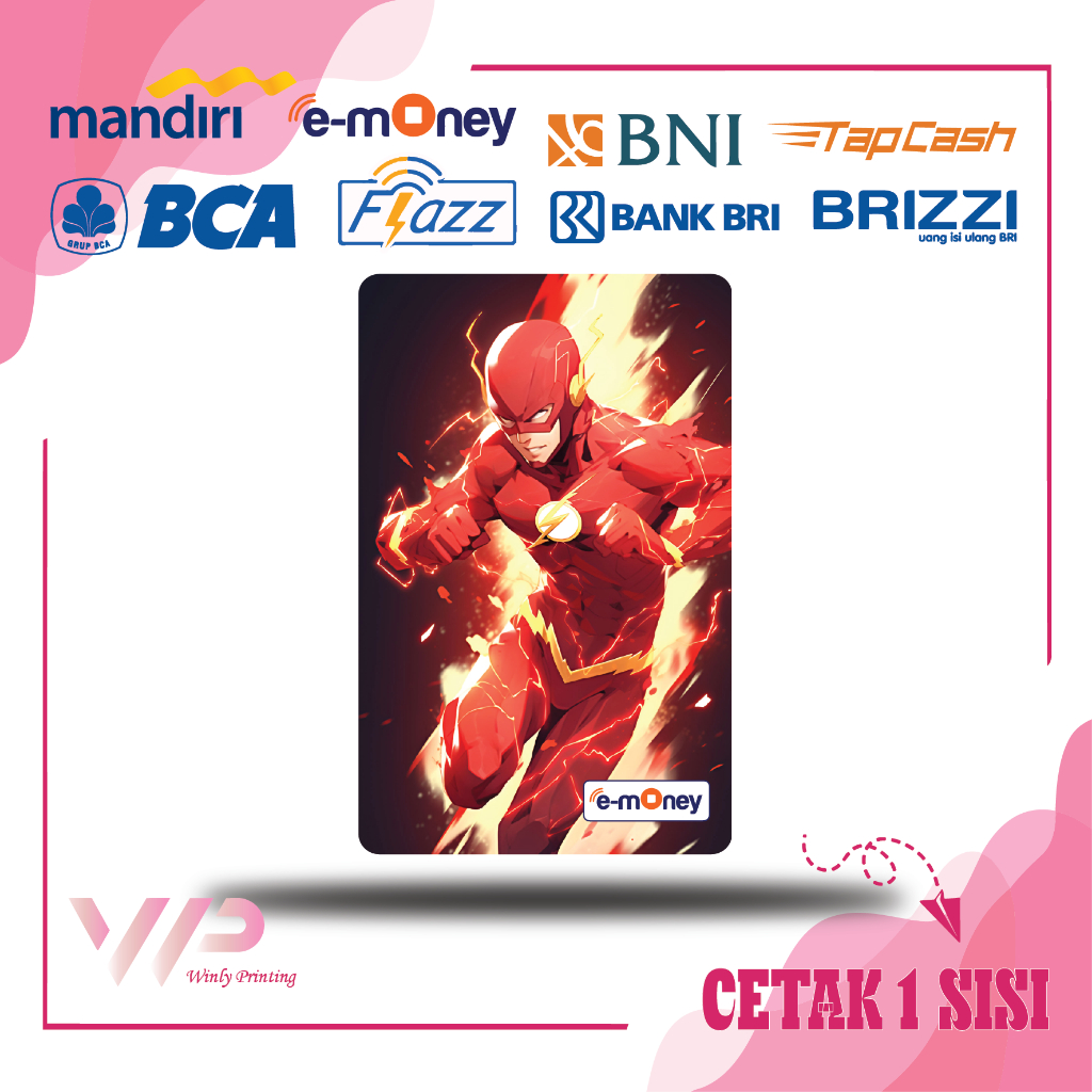 Jual KARTU EMONEY SUPERHERO THE FLASH FIRE E TOLL MANDIRI FLAZZ BCA GEN ...